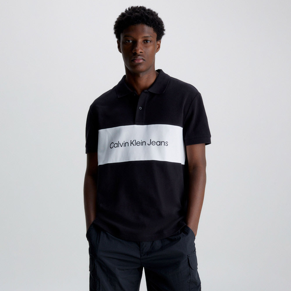 Calvin Klein Color Blocking Polo - Black |ThirdBaseUrban