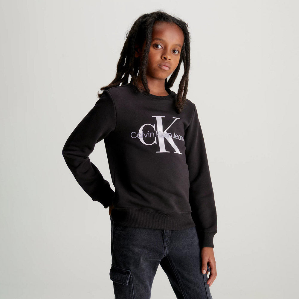 Calvin Klein Monogram Terry Logo Sweatshirt - Black |ThirdBaseUrban