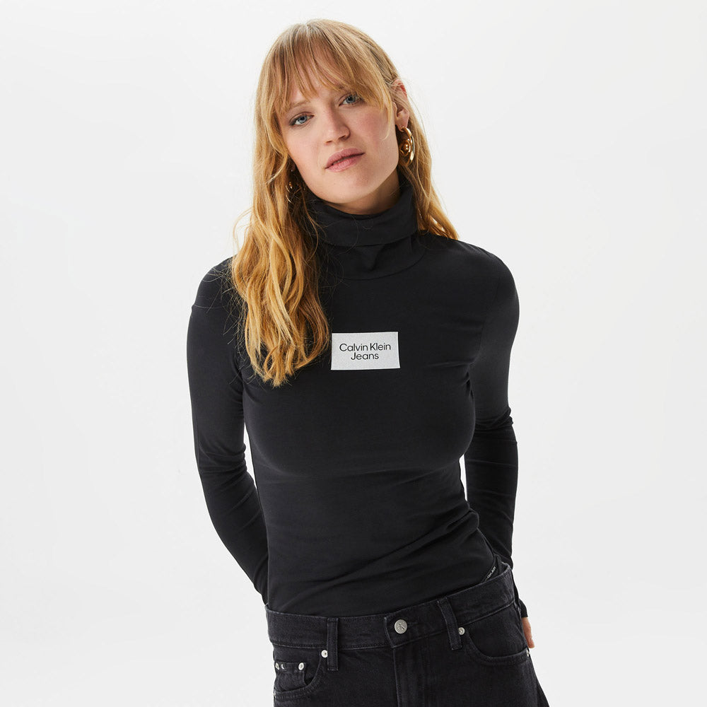 Calvin Klein Box Logo Roll Neck - Black |ThirdbaseUrban