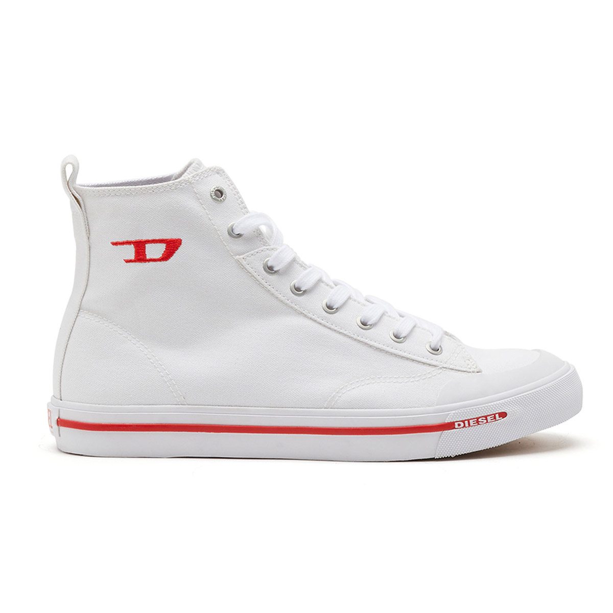 DIESEL High-top Canvas Sneakers with Oval Patch White