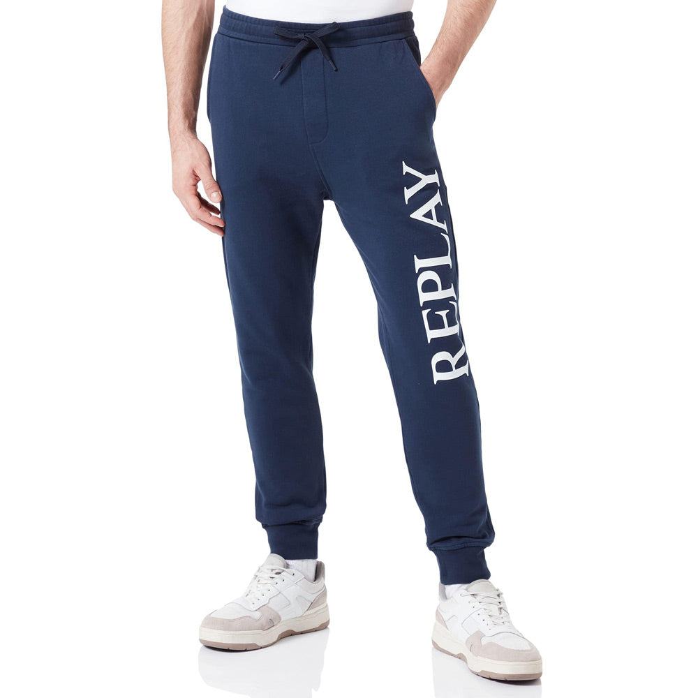 Replay Block Logo Sweatpants - Blue |ThirdBaseUrban
